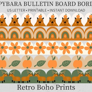 Capybara Classroom Bulletin Board Border Kit, Printable Boho Retro ...