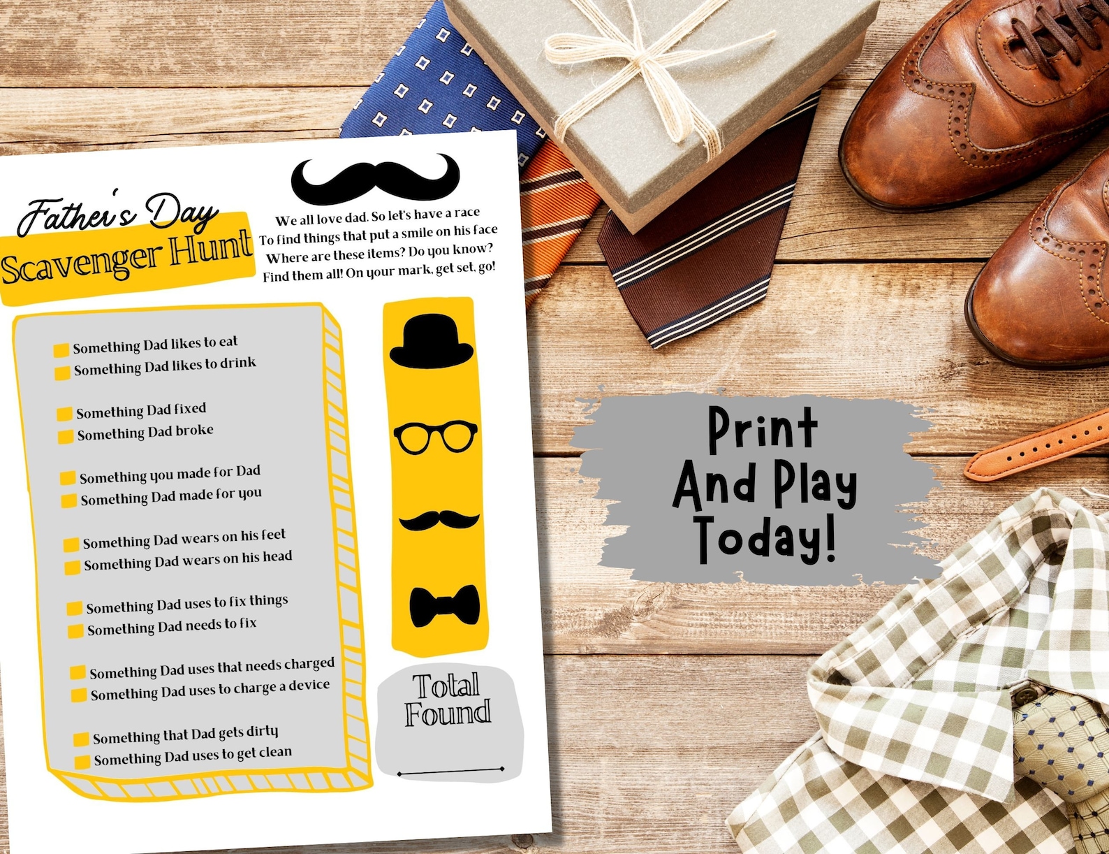 Father's Day Printable Scavenger Hunt Fun Competitive - Etsy