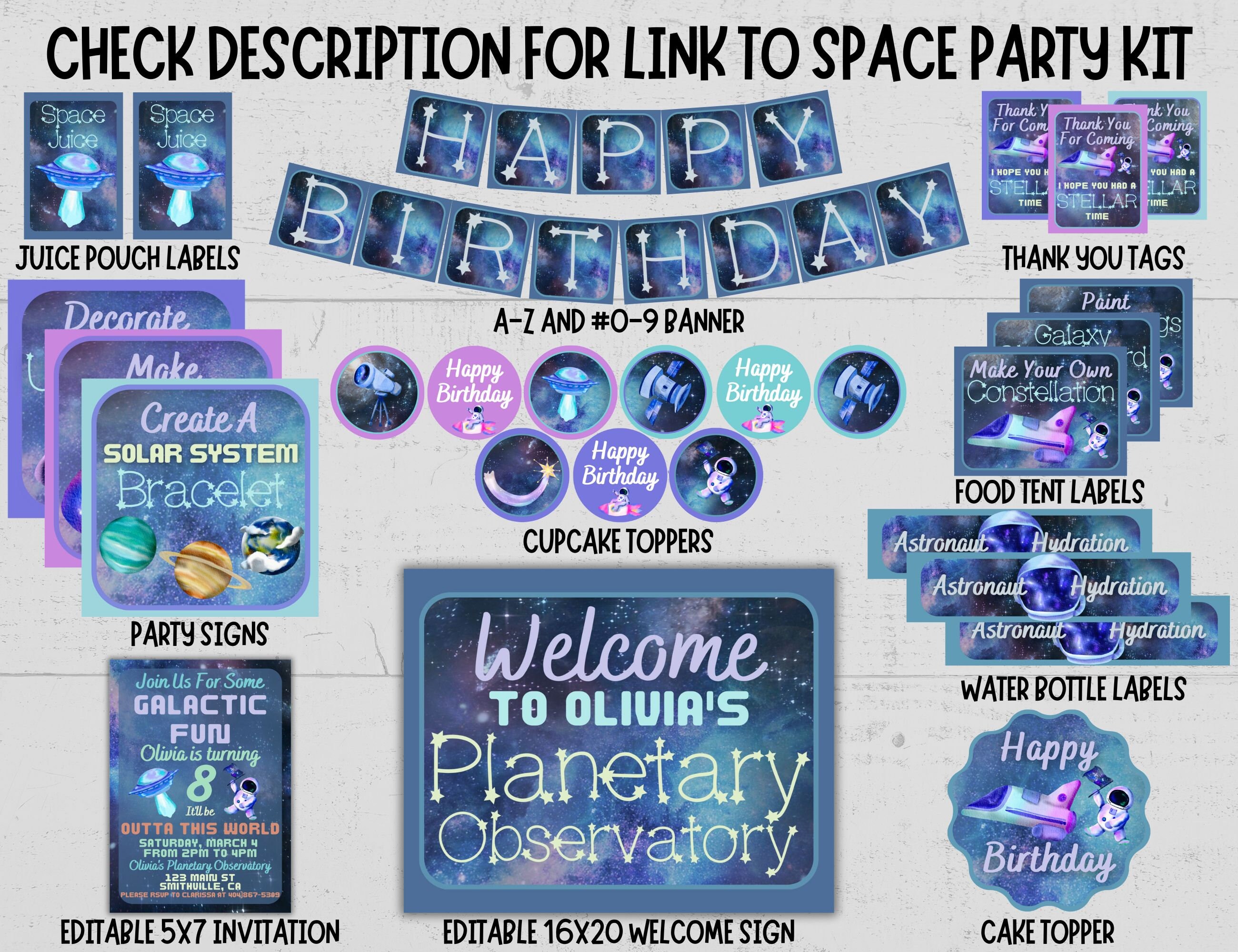Editable Space Galaxy Party Invitation, Outer Space Party Invite ...