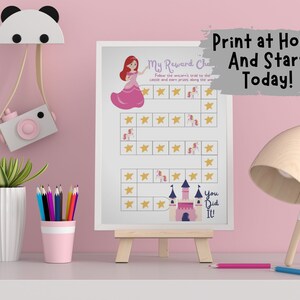Princess & Unicorn Reward Chart for Kids, Printable Responsibility and ...