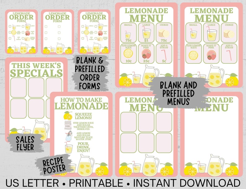 Printable Lemonade Stand Kit, Pretend Play Bundle, Dramatic Play ...