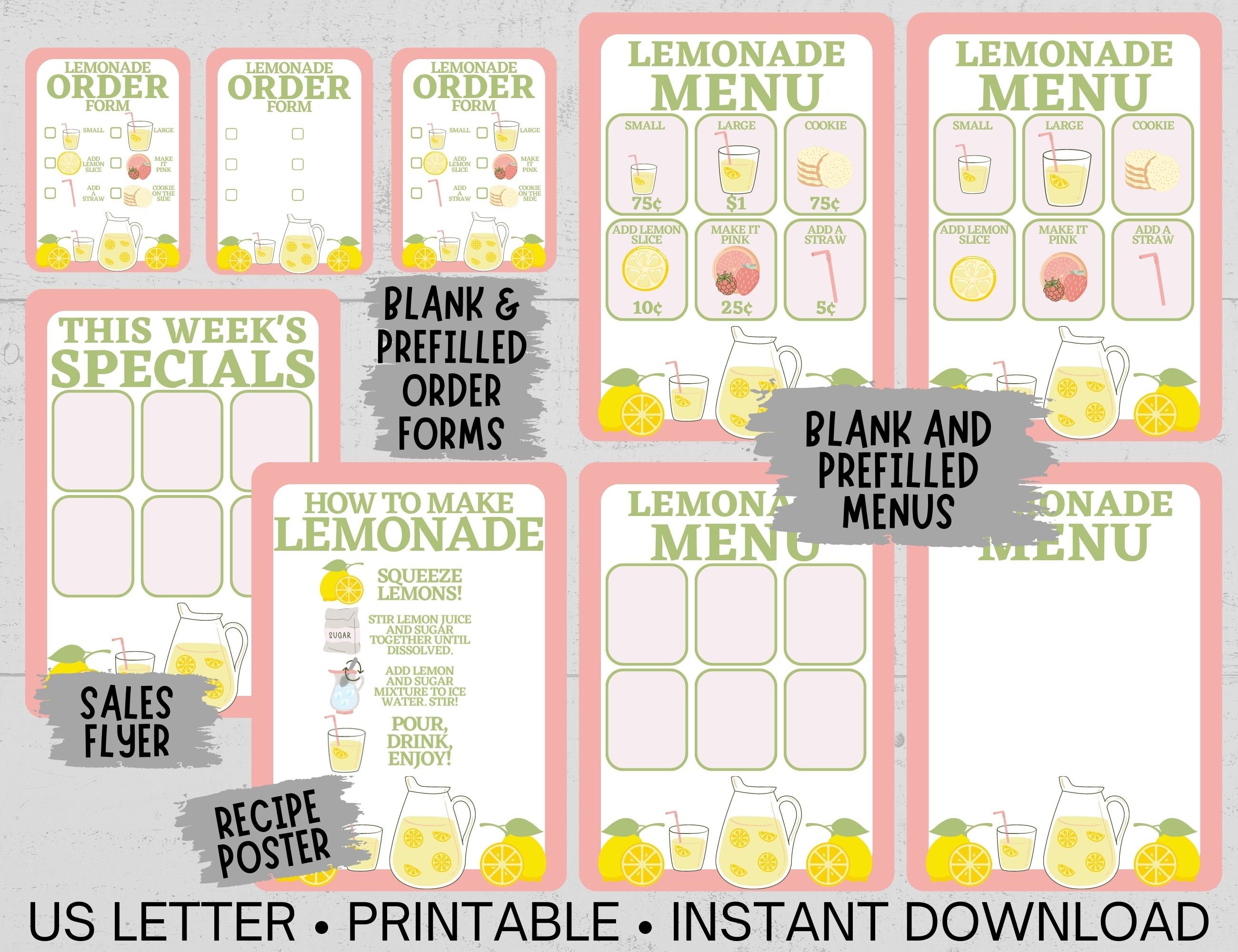 Printable Lemonade Stand Kit, Pretend Play Bundle, Dramatic Play ...
