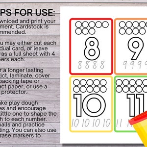 Printable Counting 0-20 Play Dough Mats Dry Erase Number - Etsy