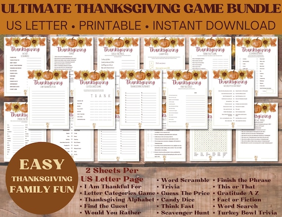 Printable Thanksgiving Games and Activities Ultimate Bundle - Etsy