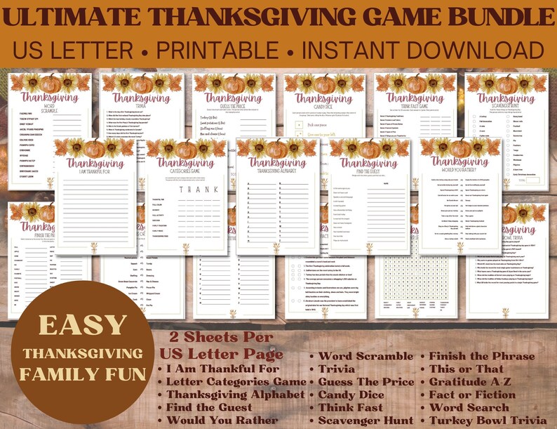 Printable Thanksgiving Games and Activities Ultimate Bundle - Etsy