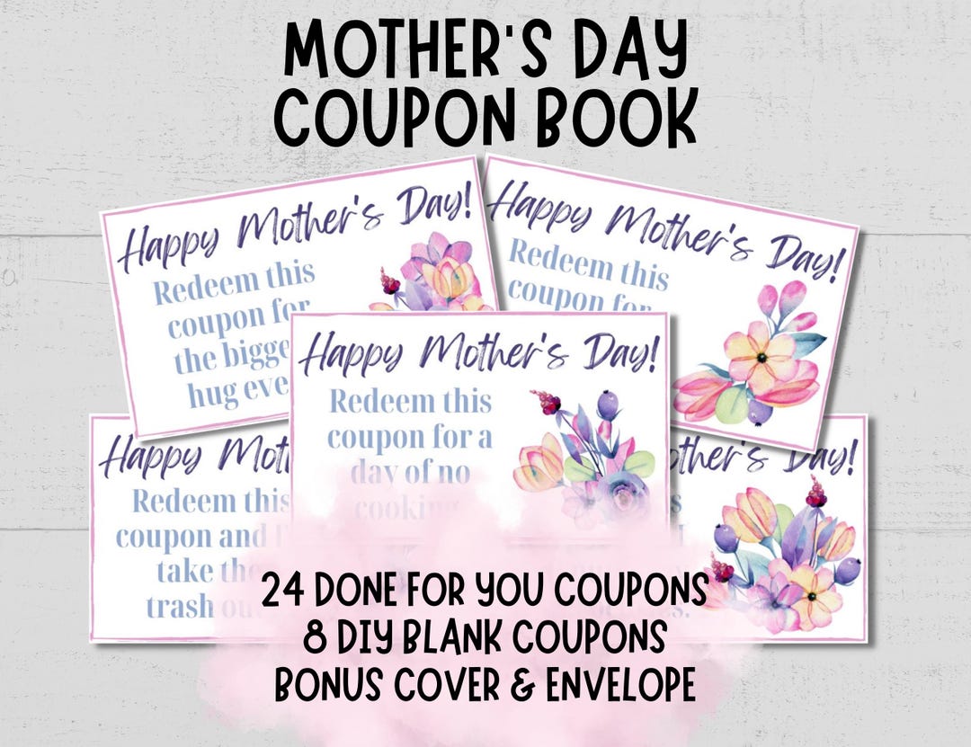 Printable Mother's Day Coupon Book, DIY Gift for Mom From Kids or ...