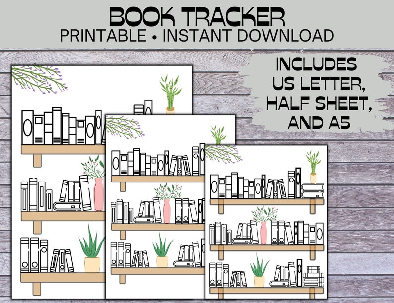 Printable Book Tracker, Coloring Bookshelf Goal Tracker, US Letter and ...
