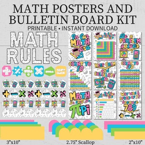 Math Classroom Bulletin Board Border Kit, Printable Retro Math ...