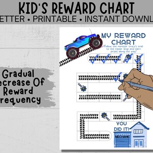 Monster Truck Reward Chart for Kids, Printable Responsibility and ...