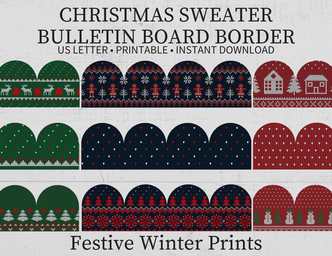 Classroom Bulletin Board Border Kit, Printable Christmas Sweater ...
