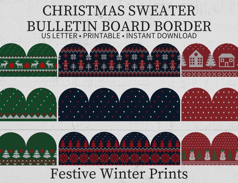 Classroom Bulletin Board Border Kit, Printable Christmas Sweater ...