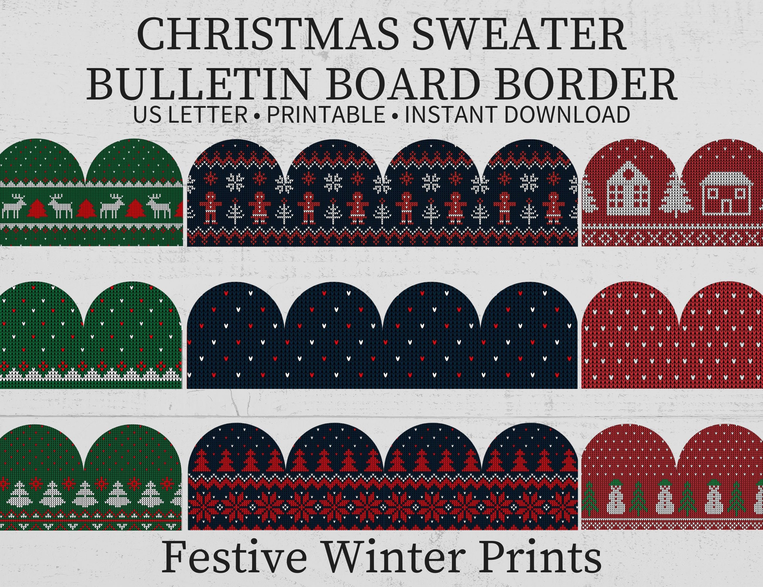 Classroom Bulletin Board Border Kit, Printable Christmas Sweater ...