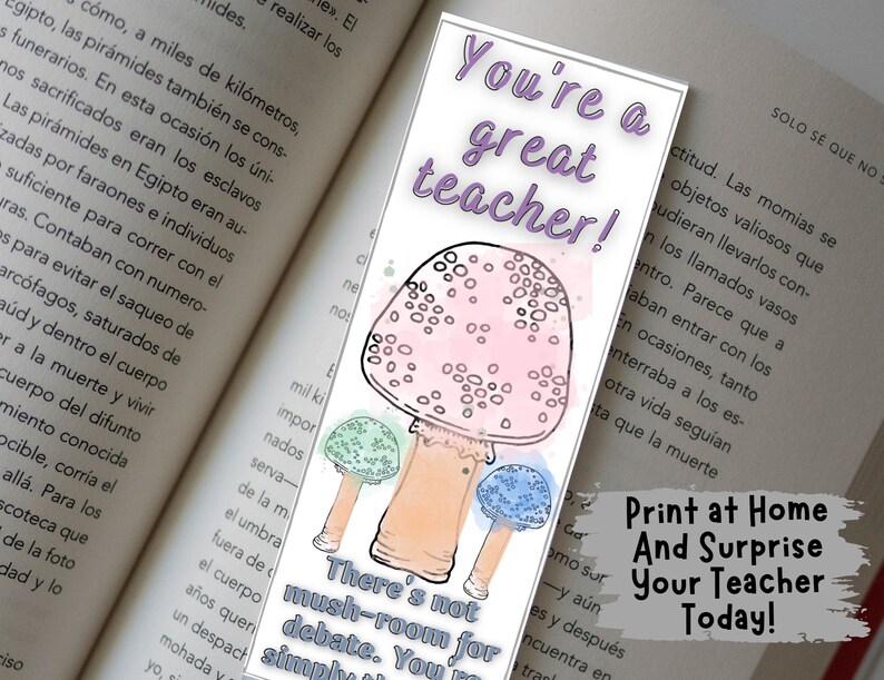 Teacher Appreciation Bookmarks, Printable DIY Gift for Teacher, Color ...