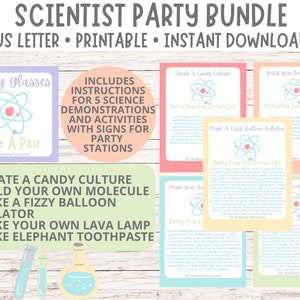 Printable Science Party Bundle, Kid's Scientist Birthday Party Pack ...