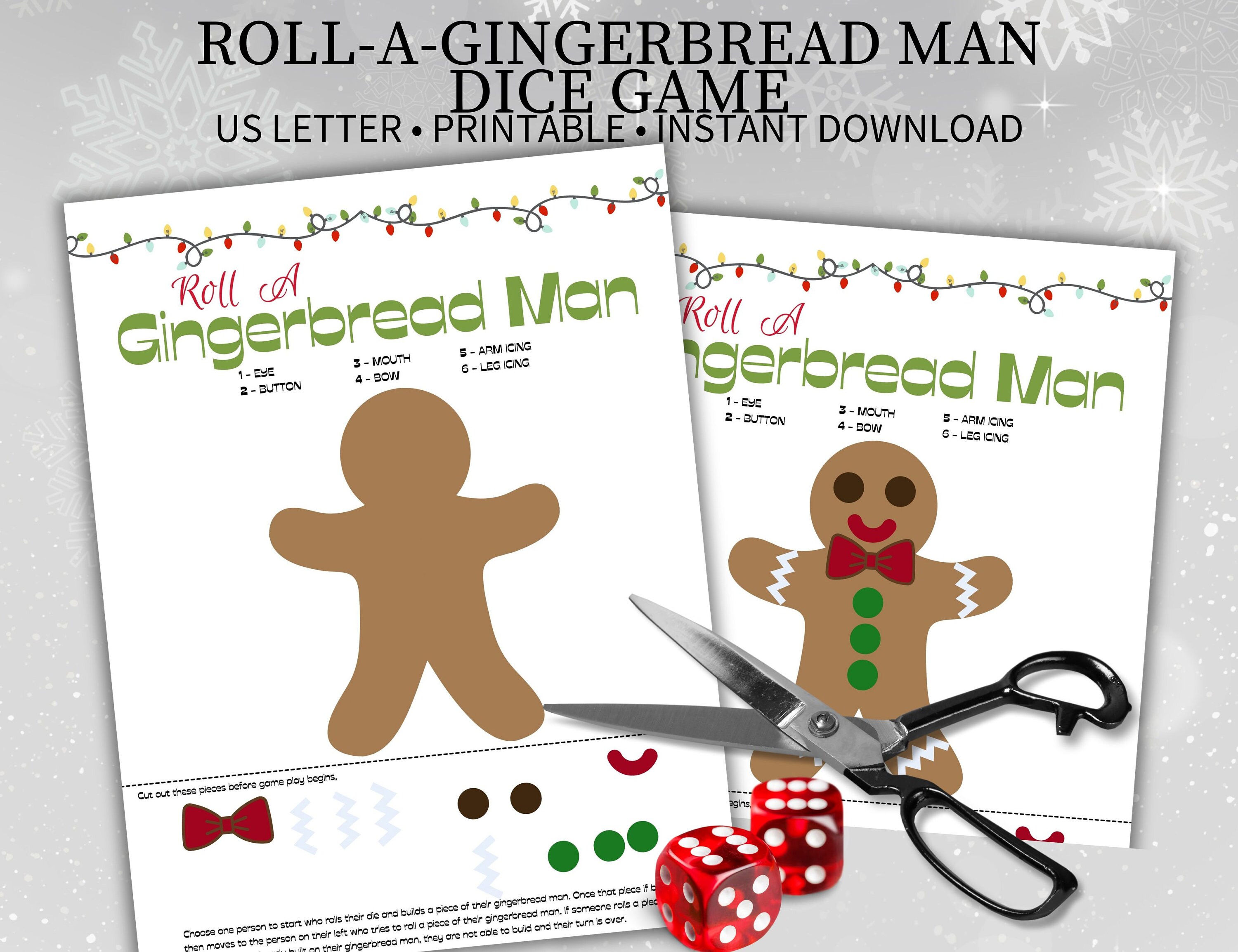 Printable Christmas Dice Game, Roll A Gingerbread Holiday Activity ...