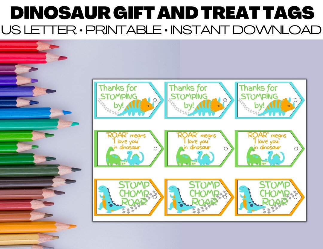 Dinosaur Themed Kids' Gift Tags Treat Tags - Etsy
