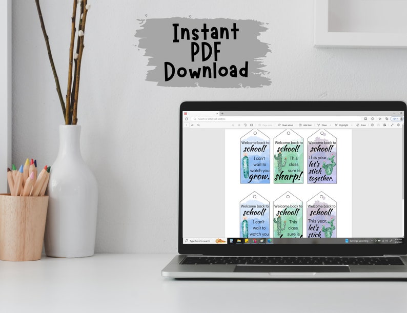 Cactus Succulent Back to School Gift Tags, Bookmark to Start the School ...