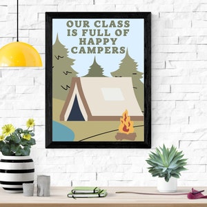 Printable Happy Camper Back to School Classroom Signs, Great Outdoors ...