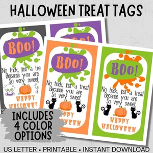 Printable Halloween Treat Tags, Halloween Gift Tags, Trick or Treat Tag ...