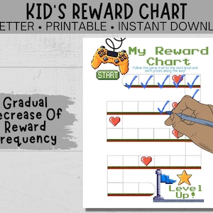 Gamer Reward Chart for Kids, Printable Responsibility and Routine Chart ...
