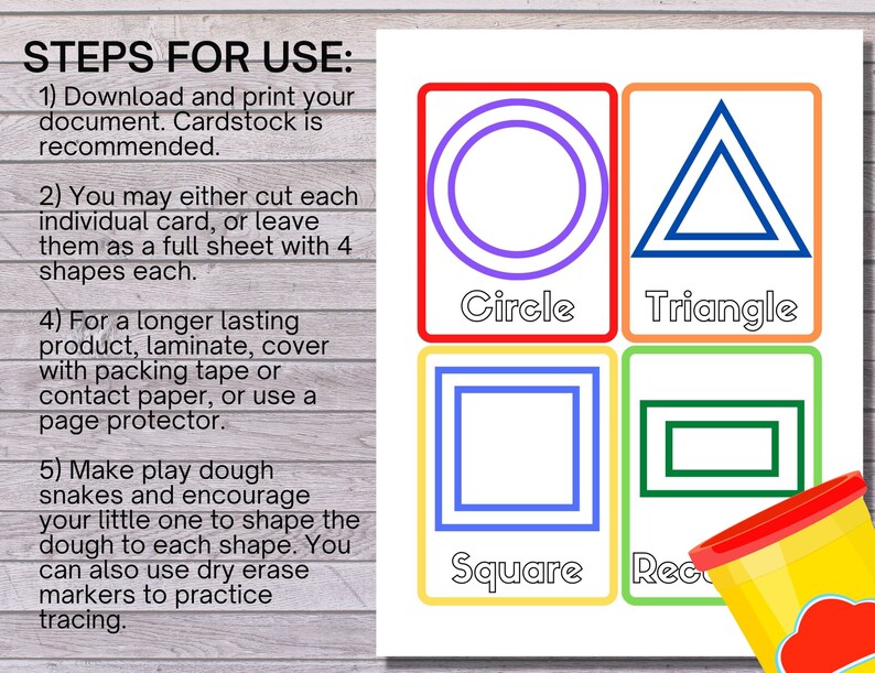 Printable Shape Play Dough Mats Dry Erase Shape Recognition - Etsy