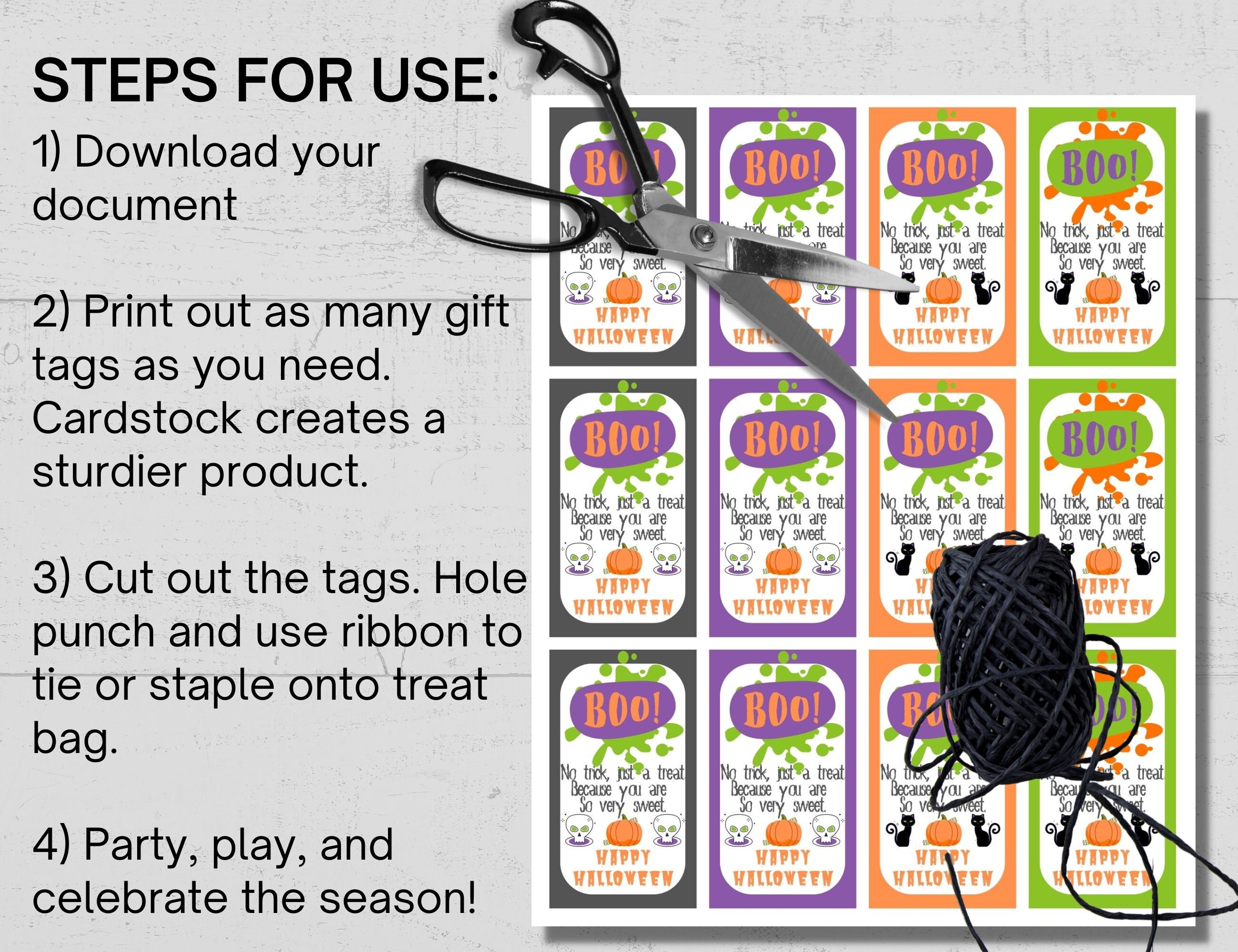 Printable Halloween Treat Tags, Halloween Gift Tags, Trick or Treat Tag ...