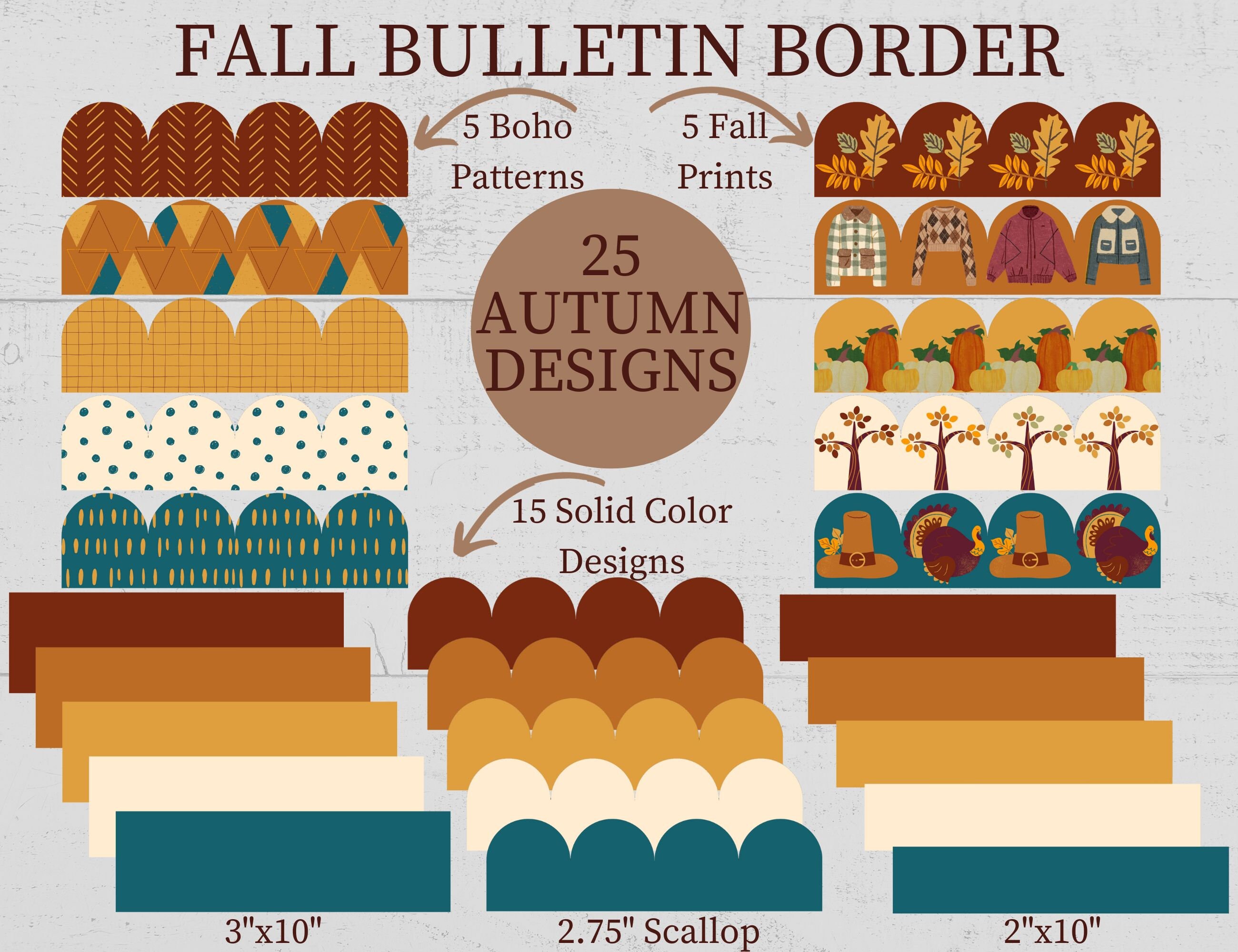 Classroom Bulletin Board Border Kit, Printable Autumn Harvest ...