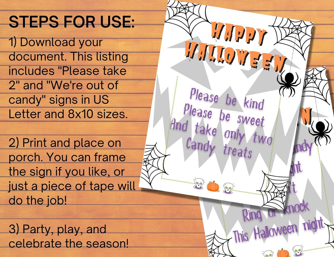 Printable Bundle of 2 Trick or Treat Signs Happy Halloween - Etsy