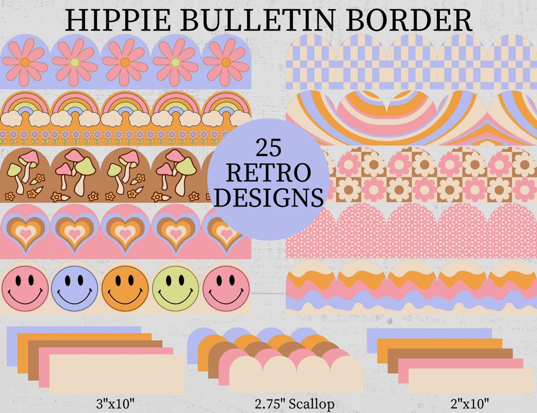 Groovy Classroom Bulletin Board Border Kit, Printable Retro Hippie-chic ...