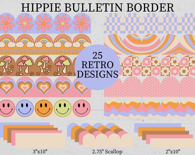 Boho Retro Bulletin Board Borders | Daisy - Etsy Canada