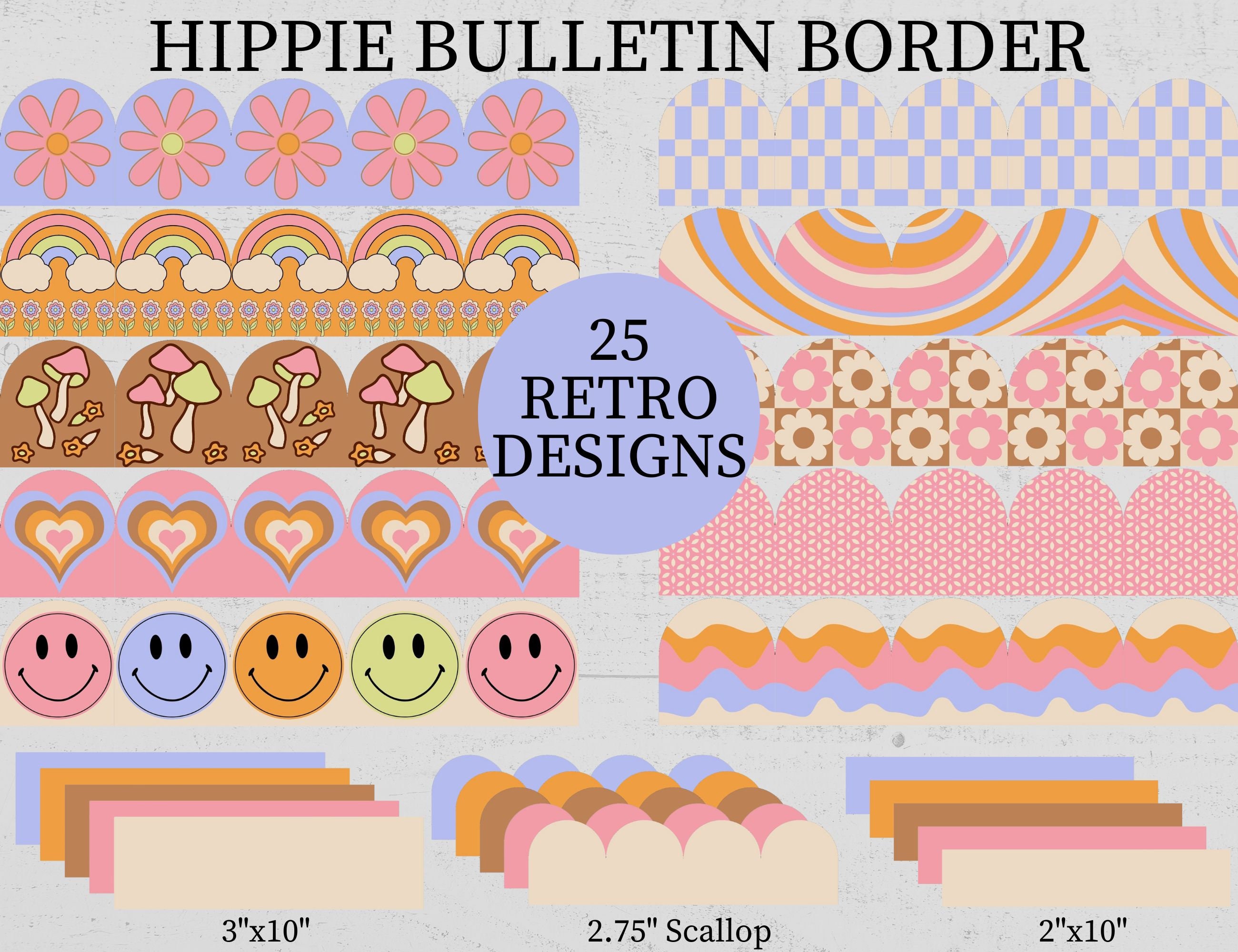 Groovy Classroom Bulletin Board Border Kit, Printable Retro Hippie-chic ...