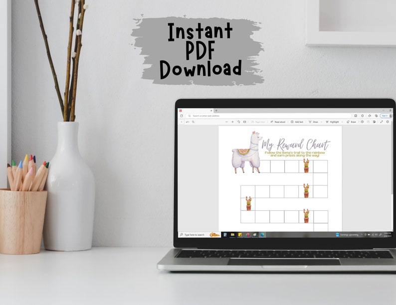 Printable Llama Reward Chart for Kids, Boho Responsibility and Routine ...