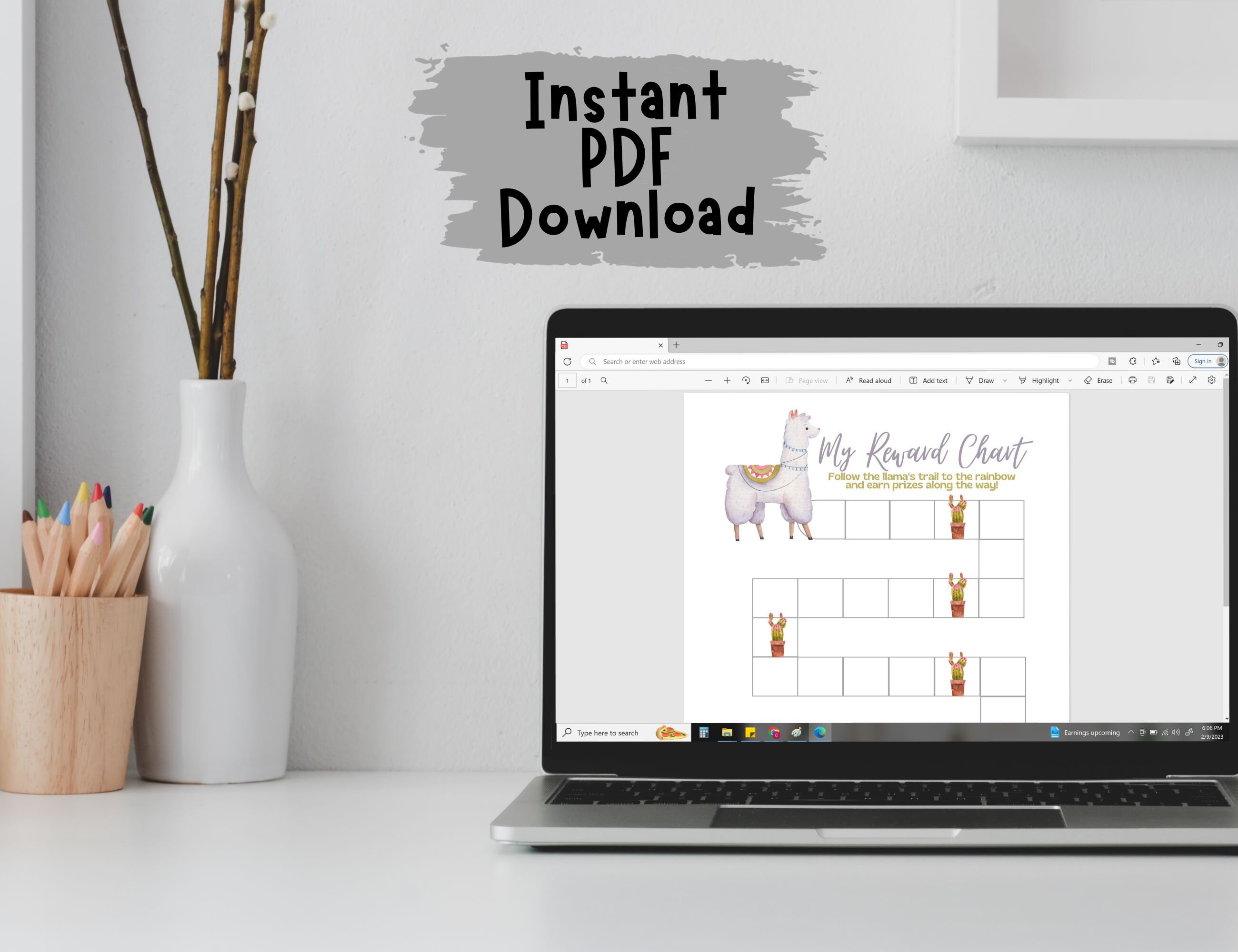 Printable Llama Reward Chart for Kids, Boho Responsibility and Routine ...