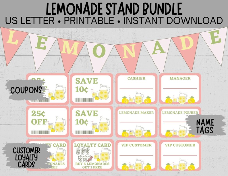 Printable Lemonade Stand Kit, Pretend Play Bundle, Dramatic Play ...