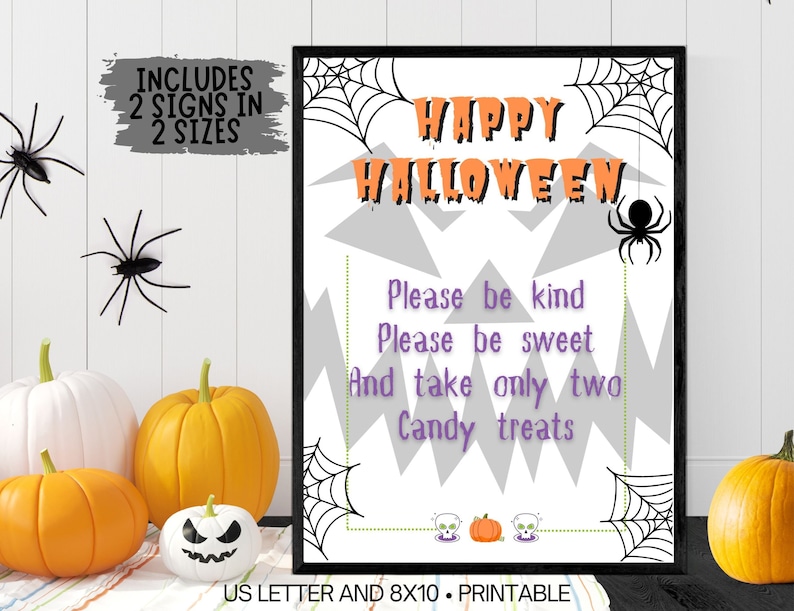 Printable Bundle of 2 Trick or Treat Signs, Happy Halloween Sign ...