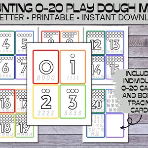 Printable Counting 0-20 Play Dough Mats Dry Erase Number - Etsy