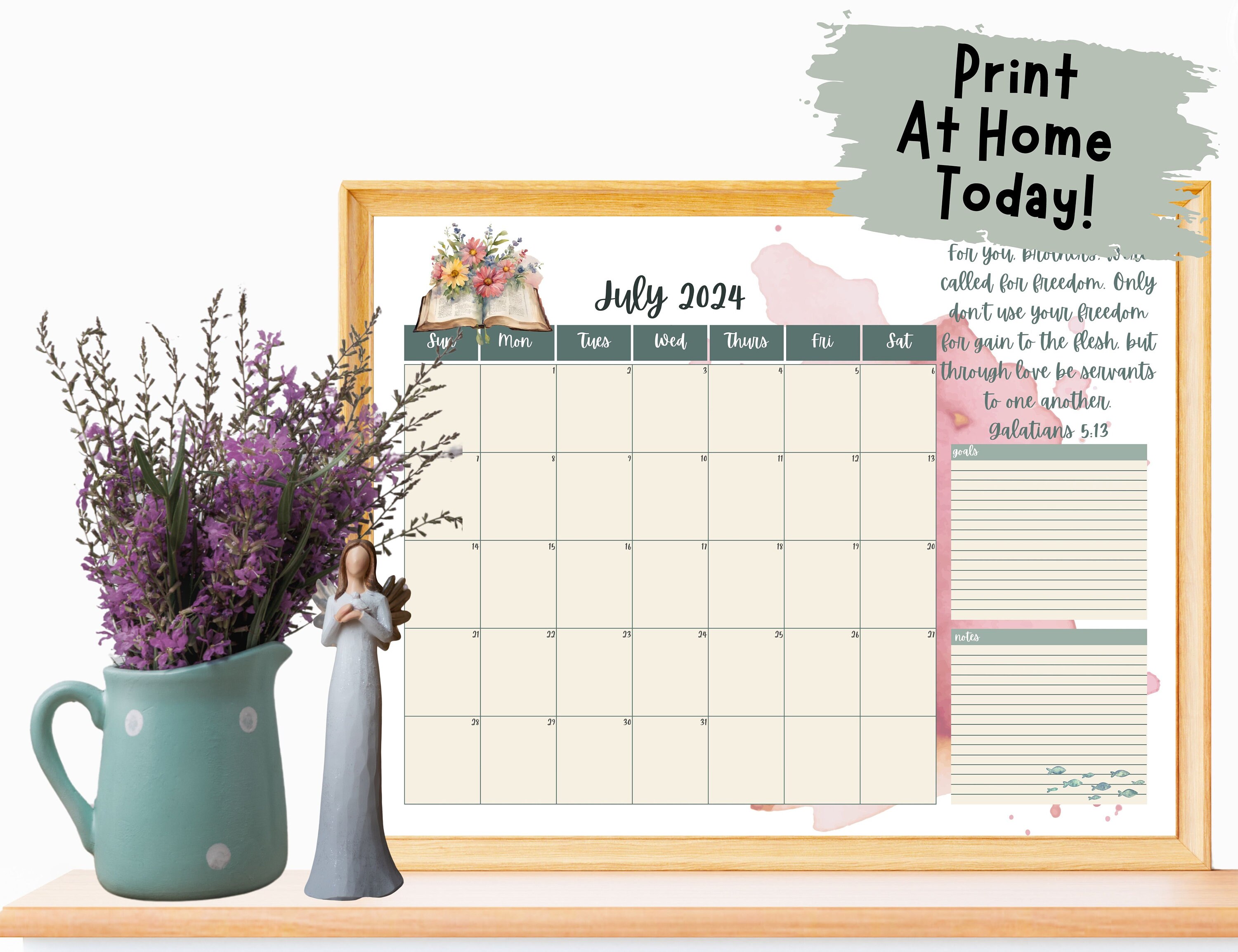 Printable Christian Calendar, 2024 Bible Verse Calendar, Perpetual ...