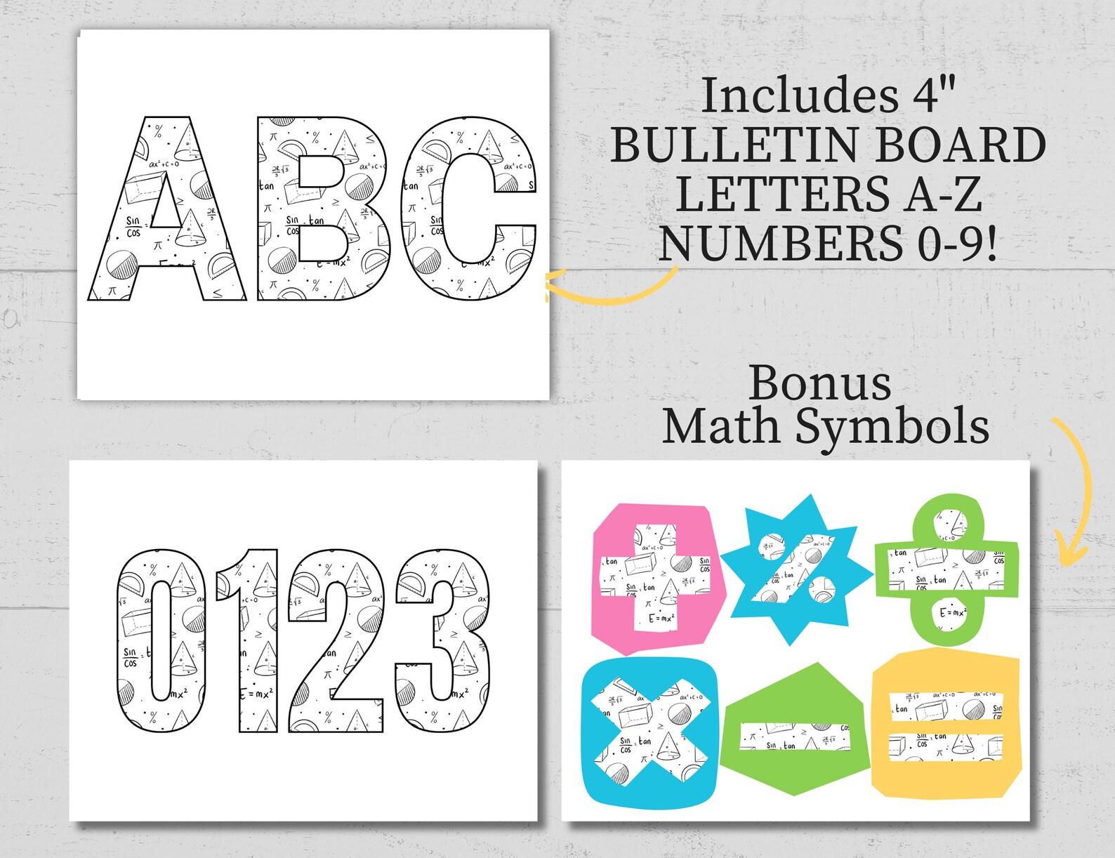 Math Classroom Bulletin Board Border Kit, Printable Retro Math ...