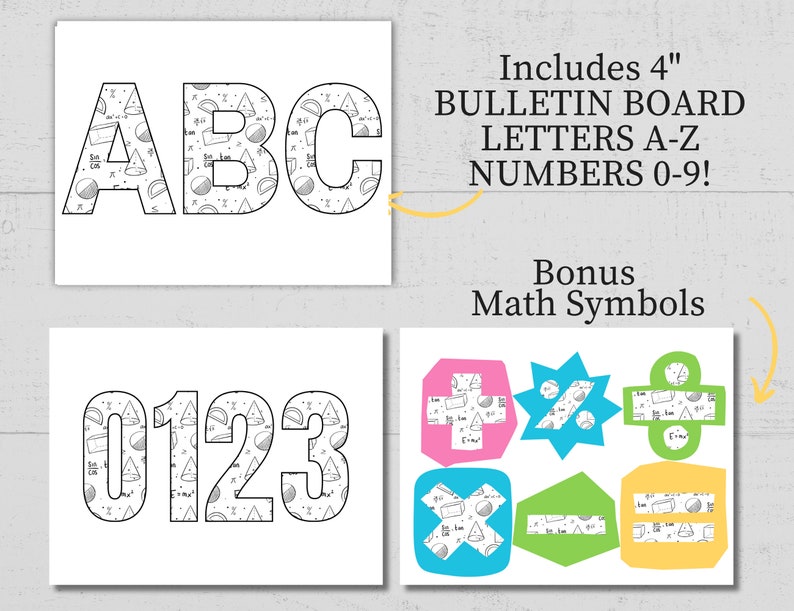 Math Classroom Bulletin Board Border Kit, Printable Retro Math ...