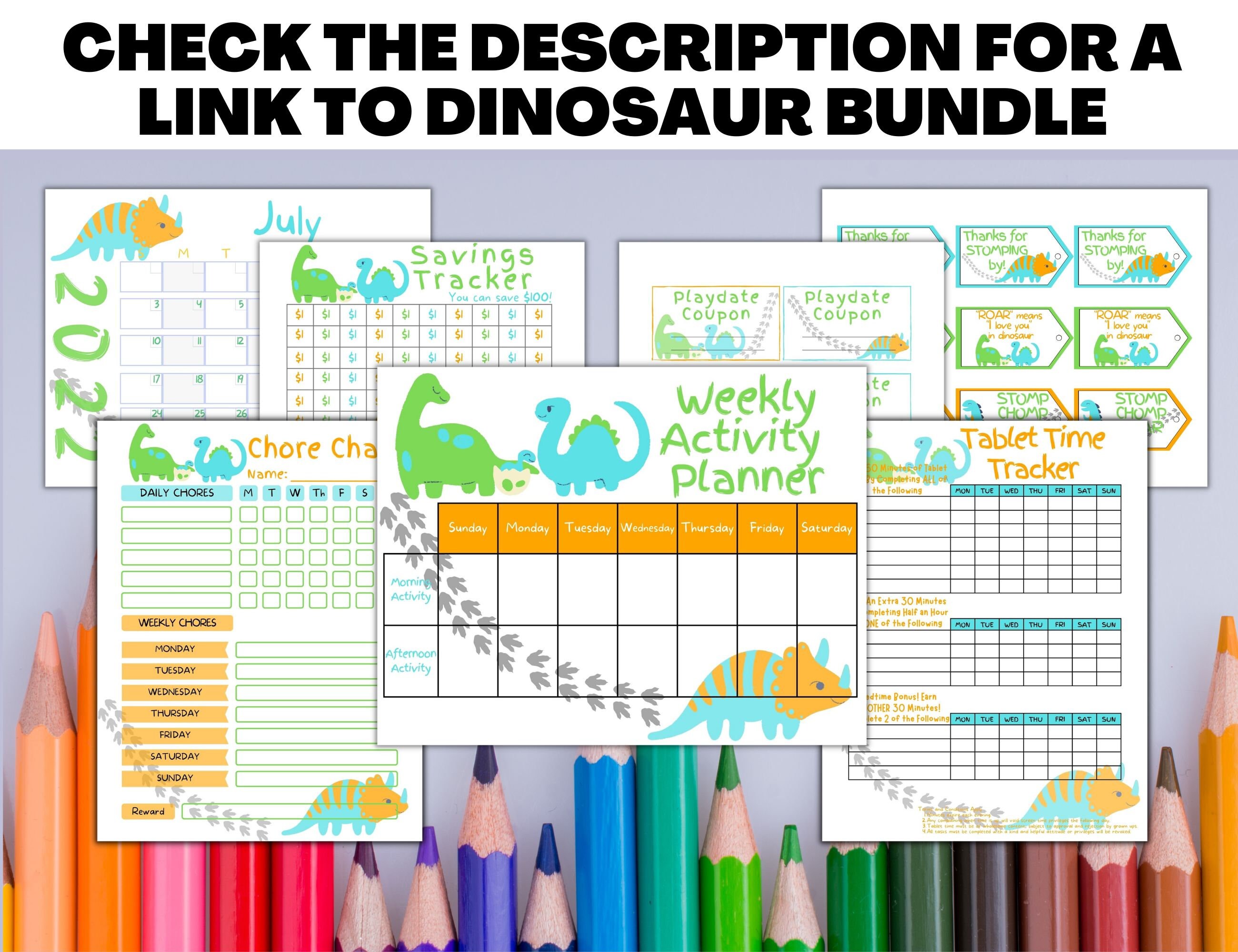 Printable Dinosaur Rewards Chart for Kid's Behavior Routine and Chores ...