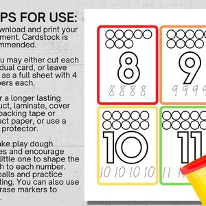 Printable Counting 0-20 Play Dough Mats, Dry Erase Number Practice ...