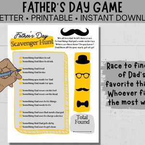 Father's Day Printable Scavenger Hunt, Fun Competitive Game for Kids ...