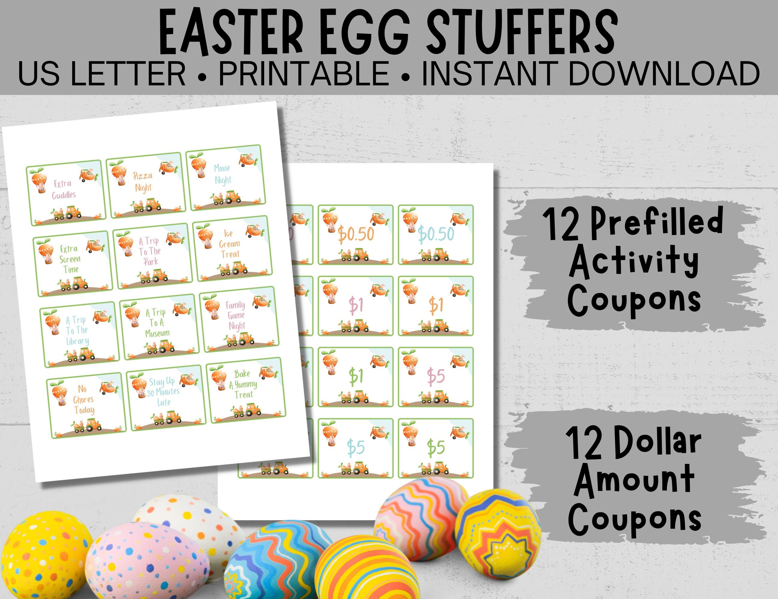 Printable Easter Egg Coupons, Easter Egg Filler, Easter Gift for Kids ...