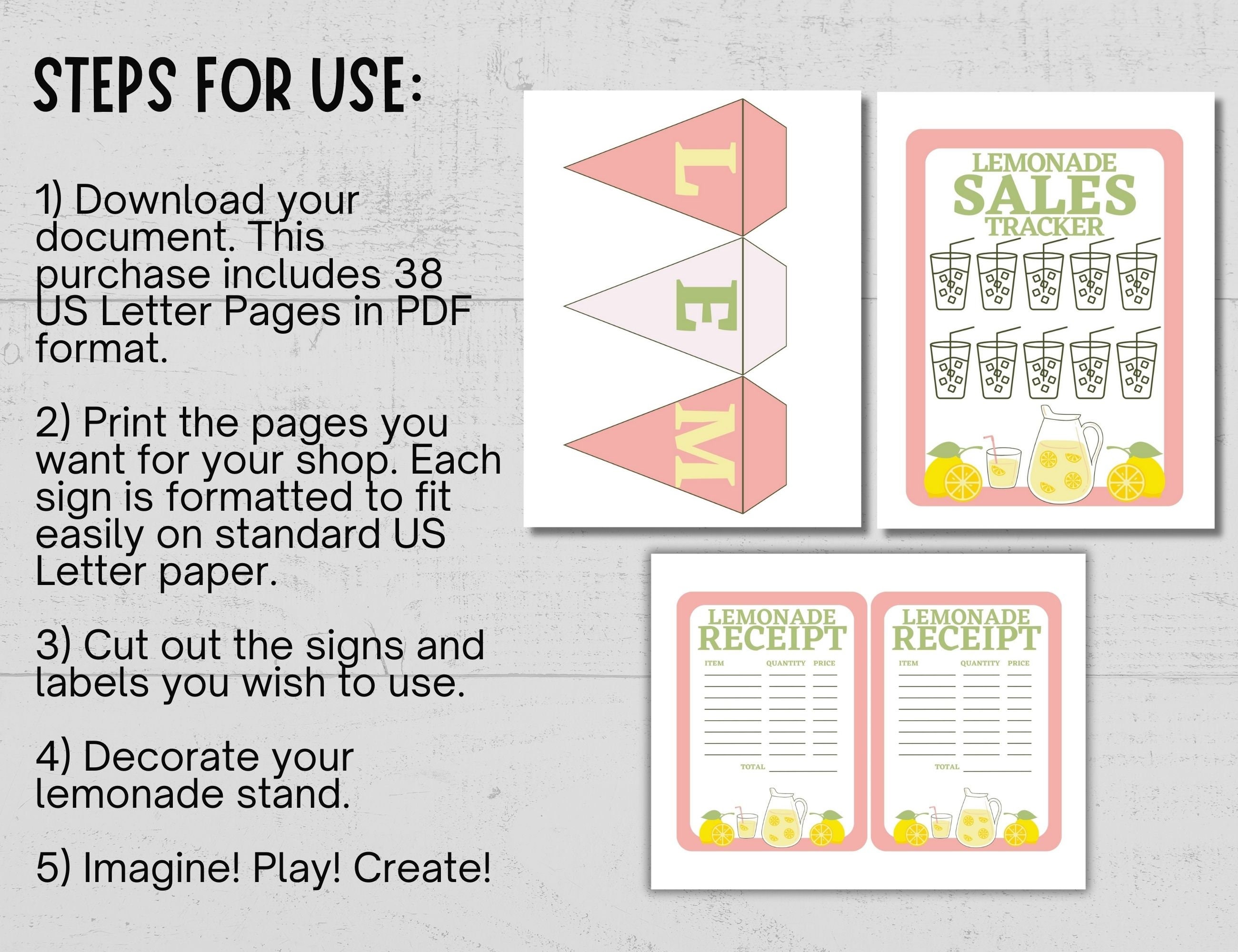 Printable Lemonade Stand Kit, Pretend Play Bundle, Dramatic Play ...