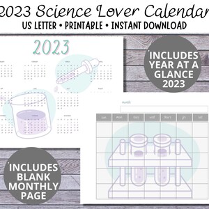 Printable 2023 Monthly Calendar for Science Lovers, STEM Chemistry ...