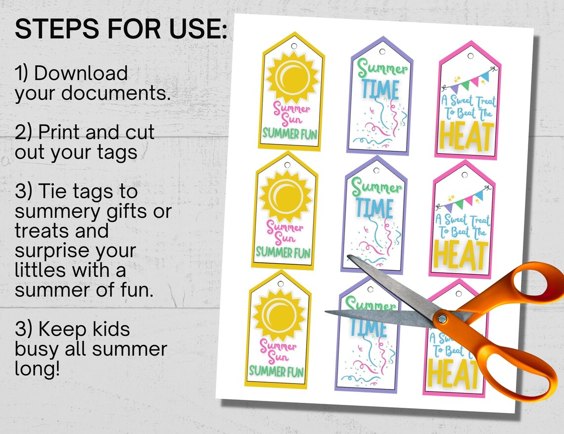 Printable Kid's Summer Gift and Treat Tags Bonus Summer - Etsy