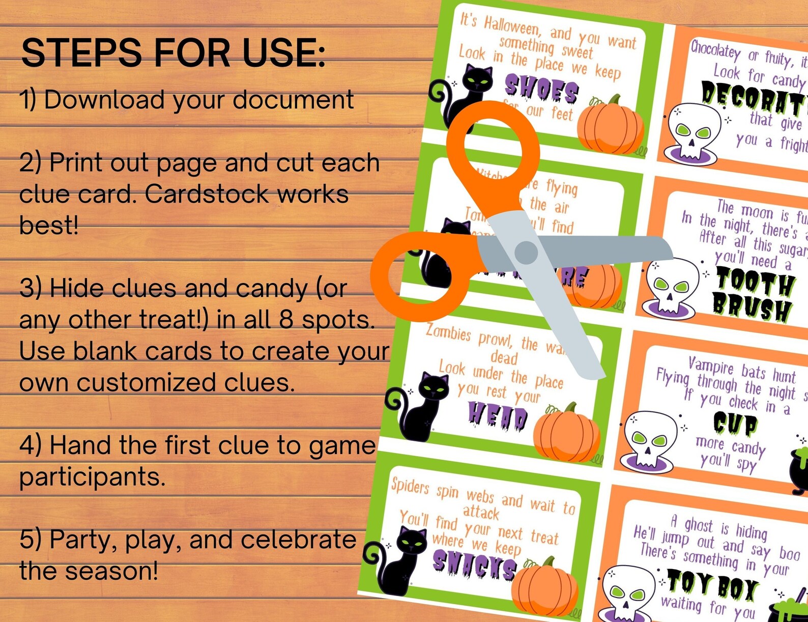 Printable Halloween Treasure Hunt Clues Indoor Spooky - Etsy