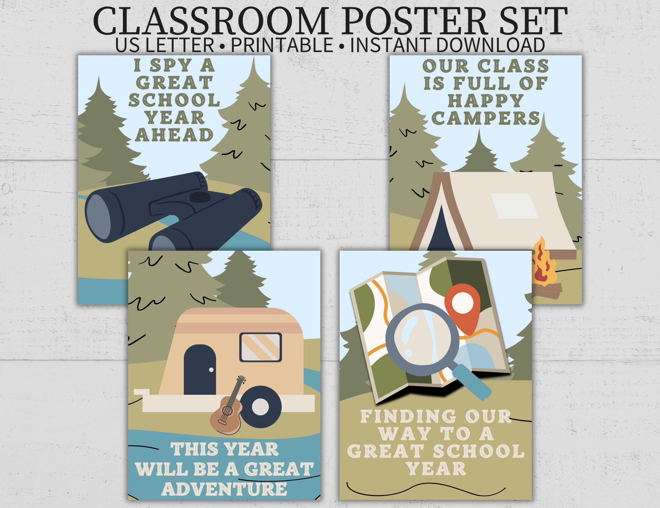 Printable Happy Camper Back to School Classroom Signs, Great Outdoors ...