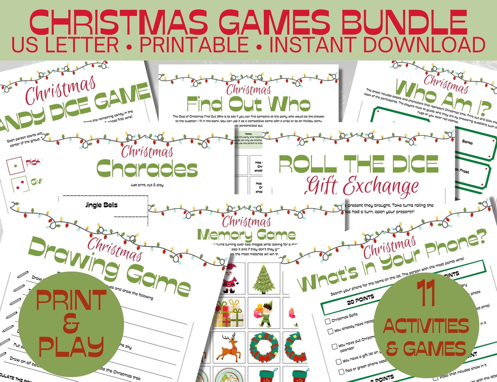 Printable Christmas Game Bundle Ultimate Holiday Activity - Etsy