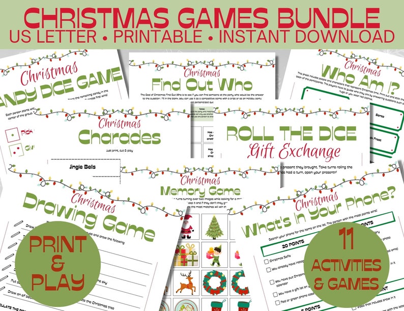 Printable Christmas Game Bundle Ultimate Holiday Activity - Etsy